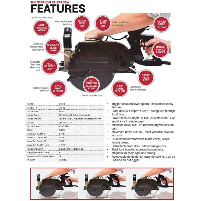 Oliver Cuz-D Magnesium Worm-Drive Straight Flush Circular and Jamb Saw ...